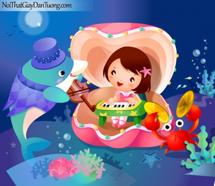 Tranh dán tương trẻ em, chơi đàn cùng bé DA4036